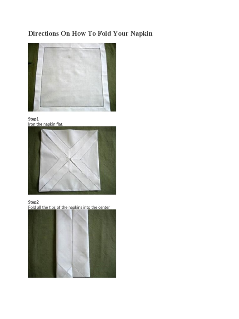 Directions On How To Fold Your Napkin | PDF | Necktie