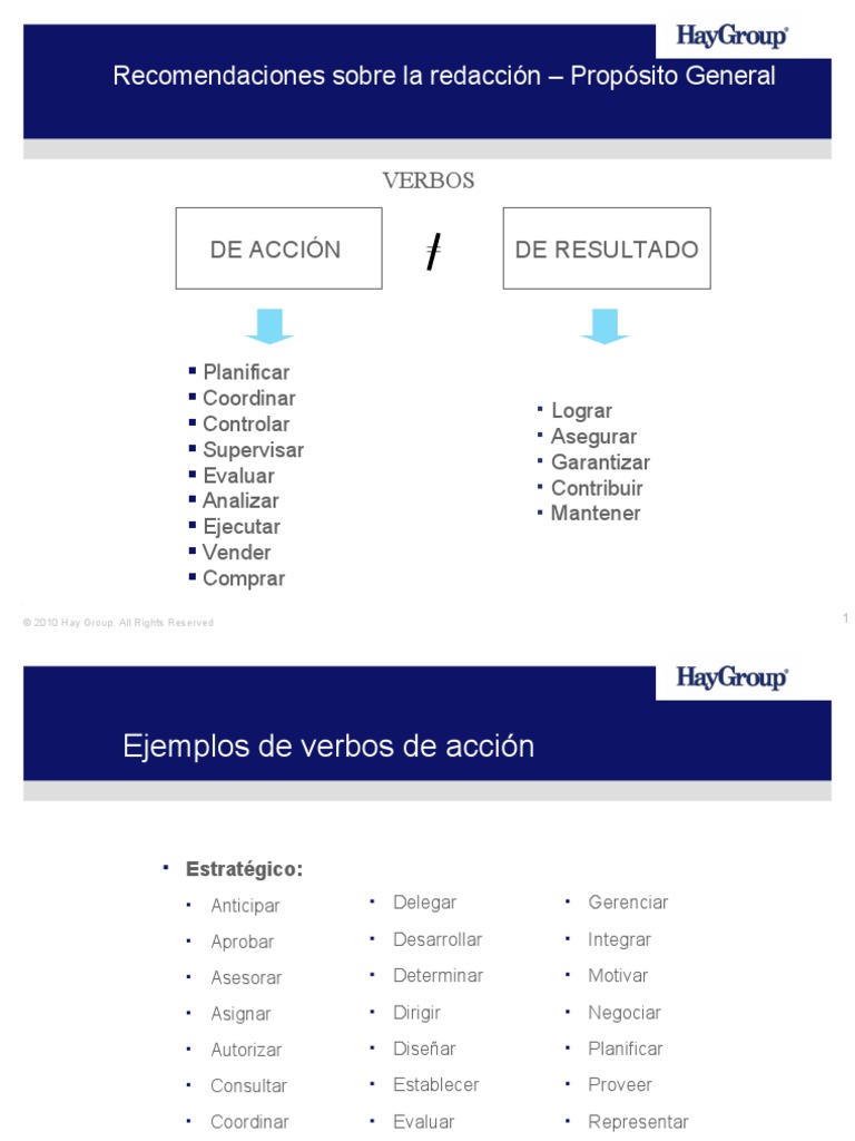 Hay Group Verbos - Descripciones | PDF