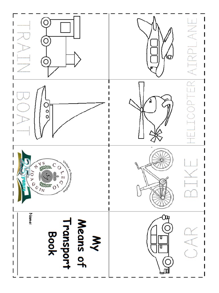 Prek-Means of Transport Book | PDF