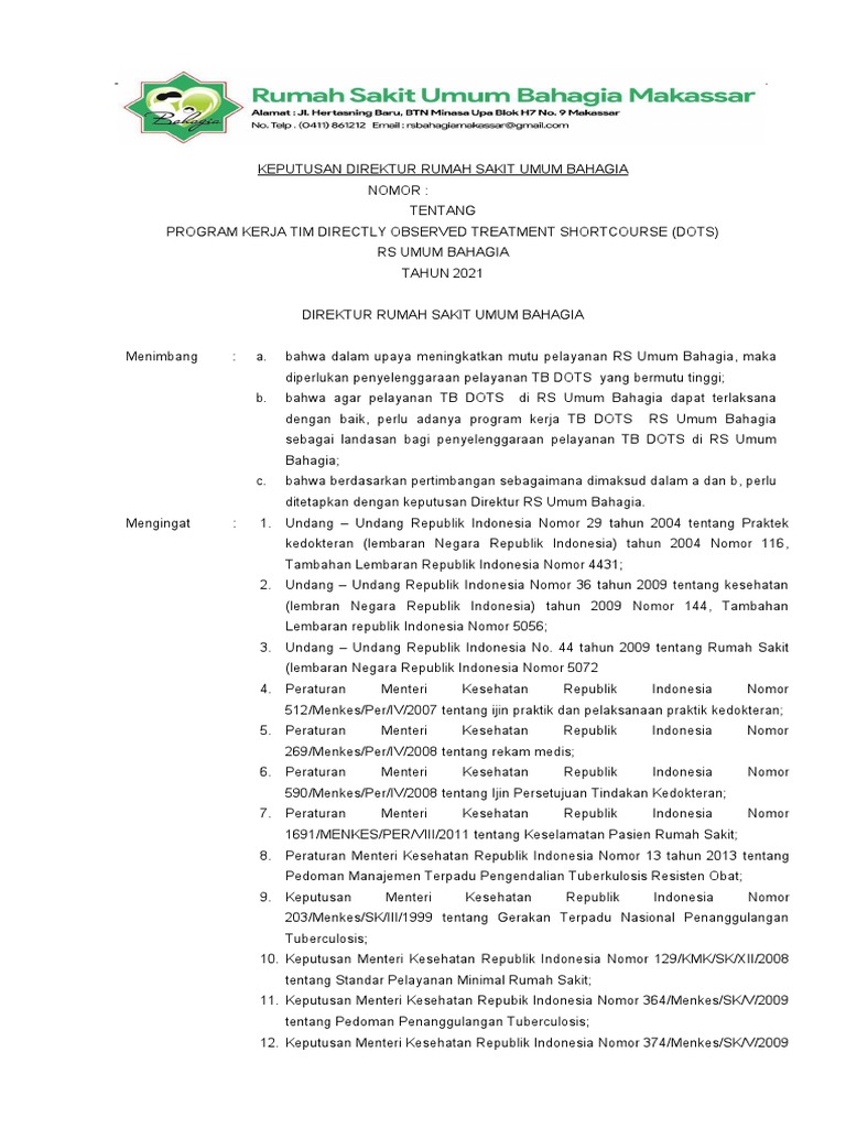 SK Pemberlakuan Program Kerja Tim Dots | PDF