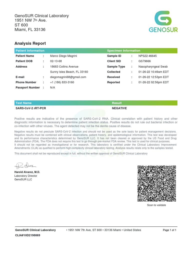 Covid Test Results 61ef7a1eca55fb942a24559e | PDF | Medical Laboratory ...
