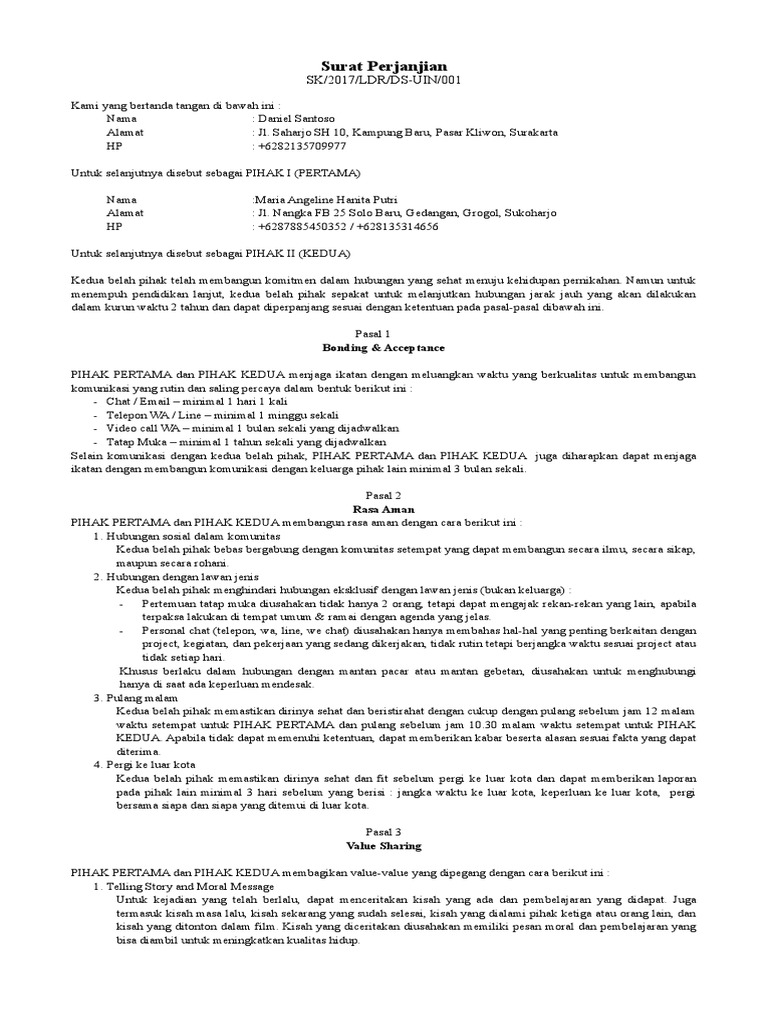 Surat Perjanjian Kerjasama-MOU | PDF