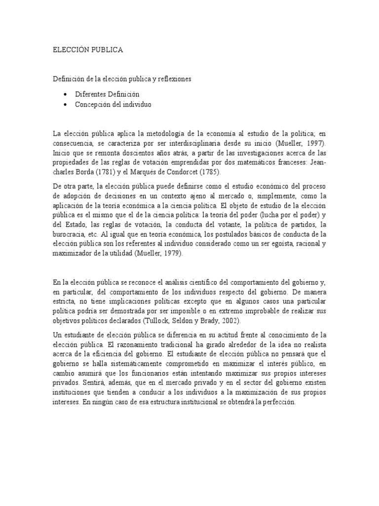 Fundamentos de la Elección Pública | PDF | Elección pública | Racionalidad