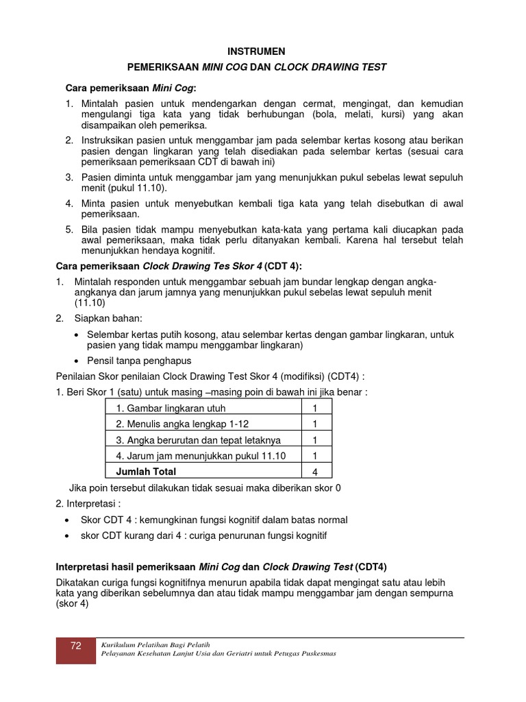 Mini Cog Dan Clock Drawing Test | PDF