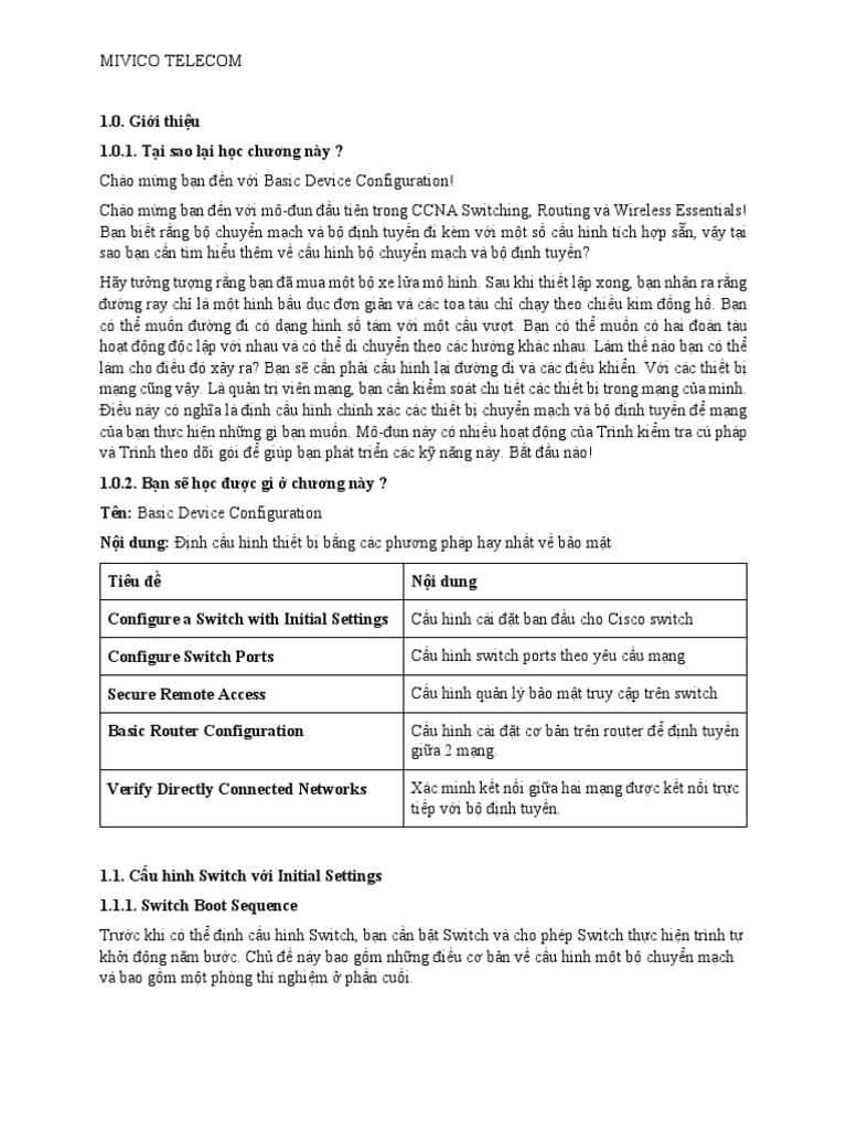Module 1 - Basic Device Configuration | PDF