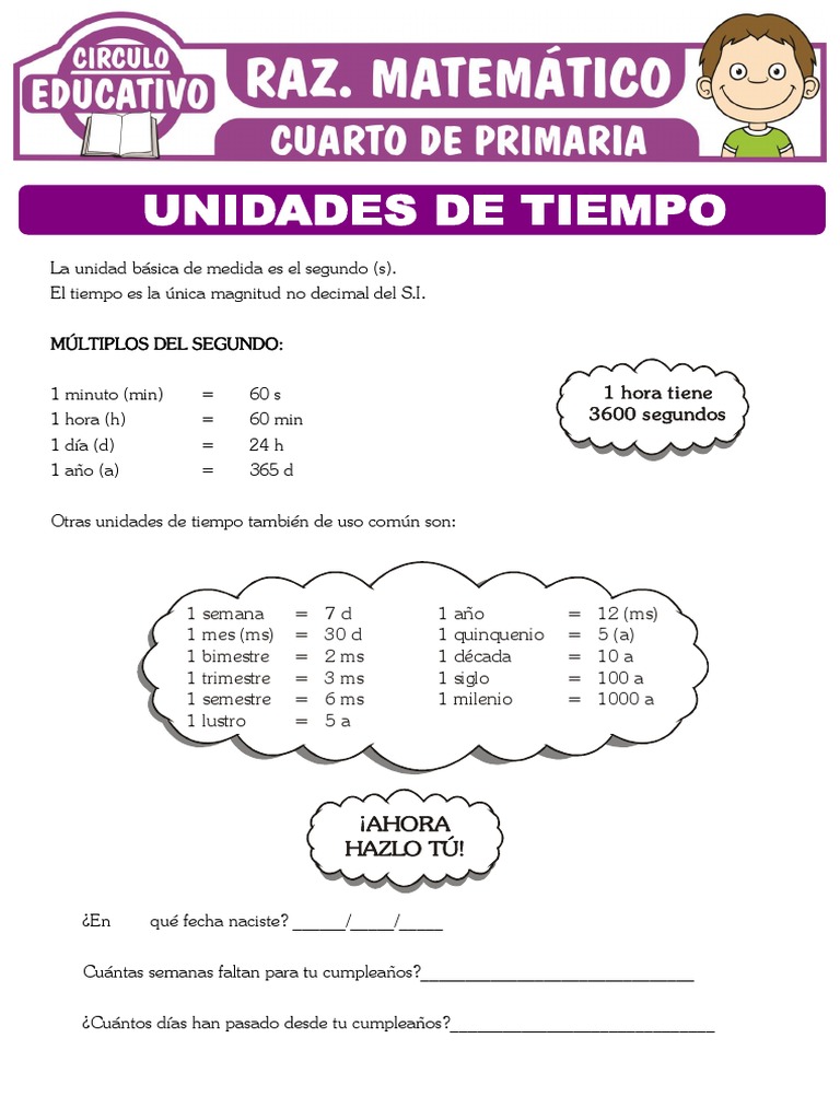 Ejercicios de Conversión de Tiempo para Primaria | PDF