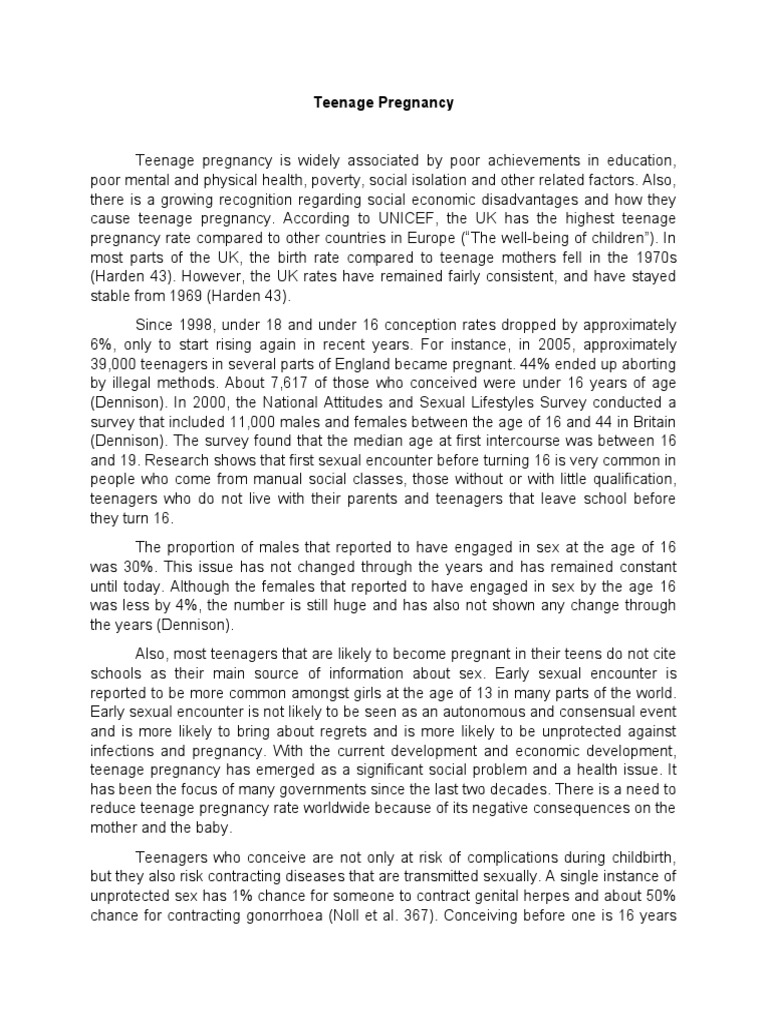 Teenage Pregnancy Essay | PDF | Teenage Pregnancy | Adolescence