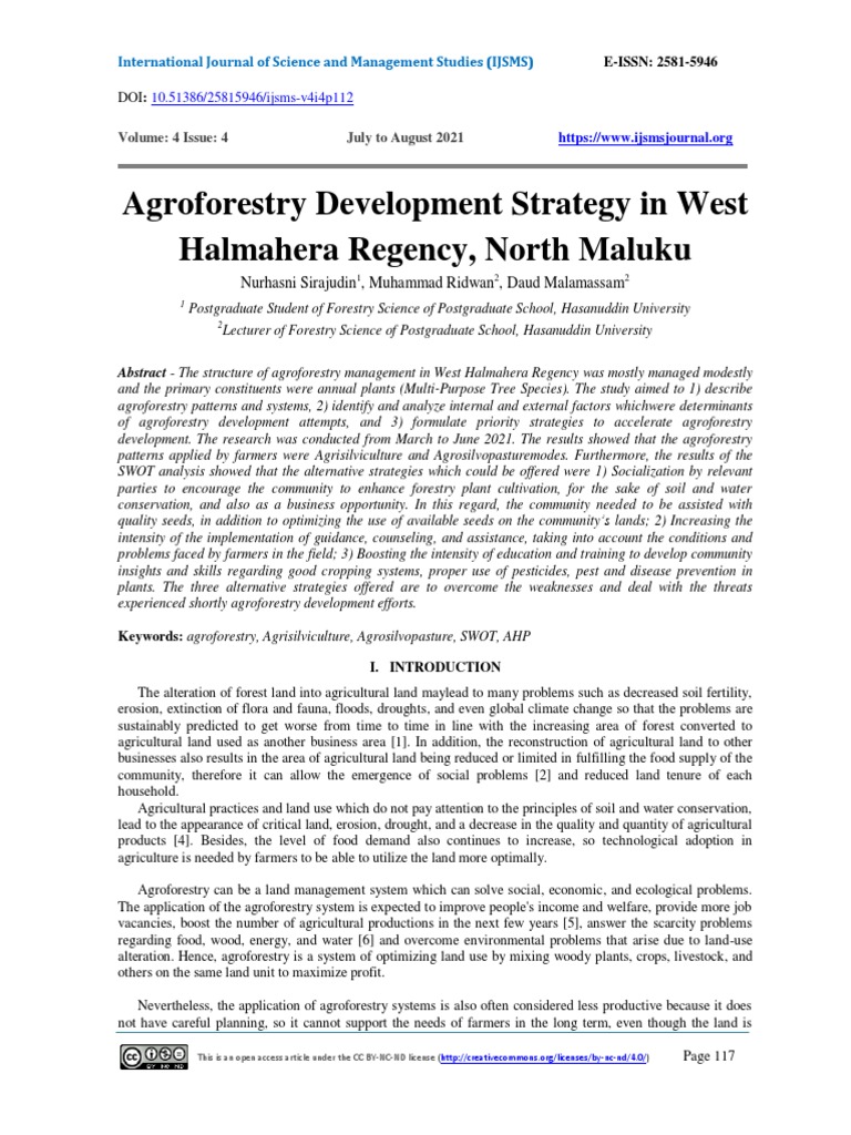 Agroforestry Development Strategy in West Halmahera Regency, North ...