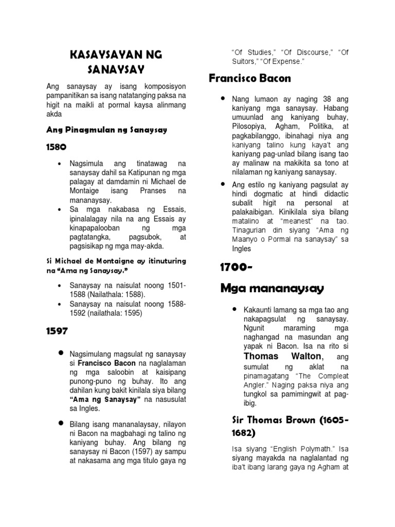 Sanaysay Talumpati at Pagmamatwid Reviewer | PDF