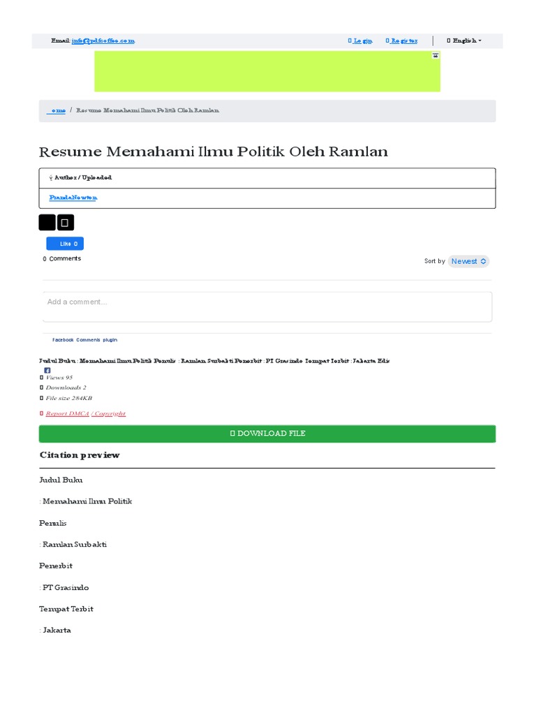 Resume Memahami Ilmu Politik Oleh Ramlan | PDF | Politik