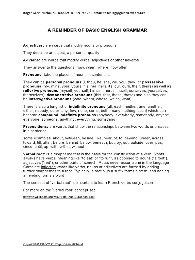 Basic English Grammar | PDF