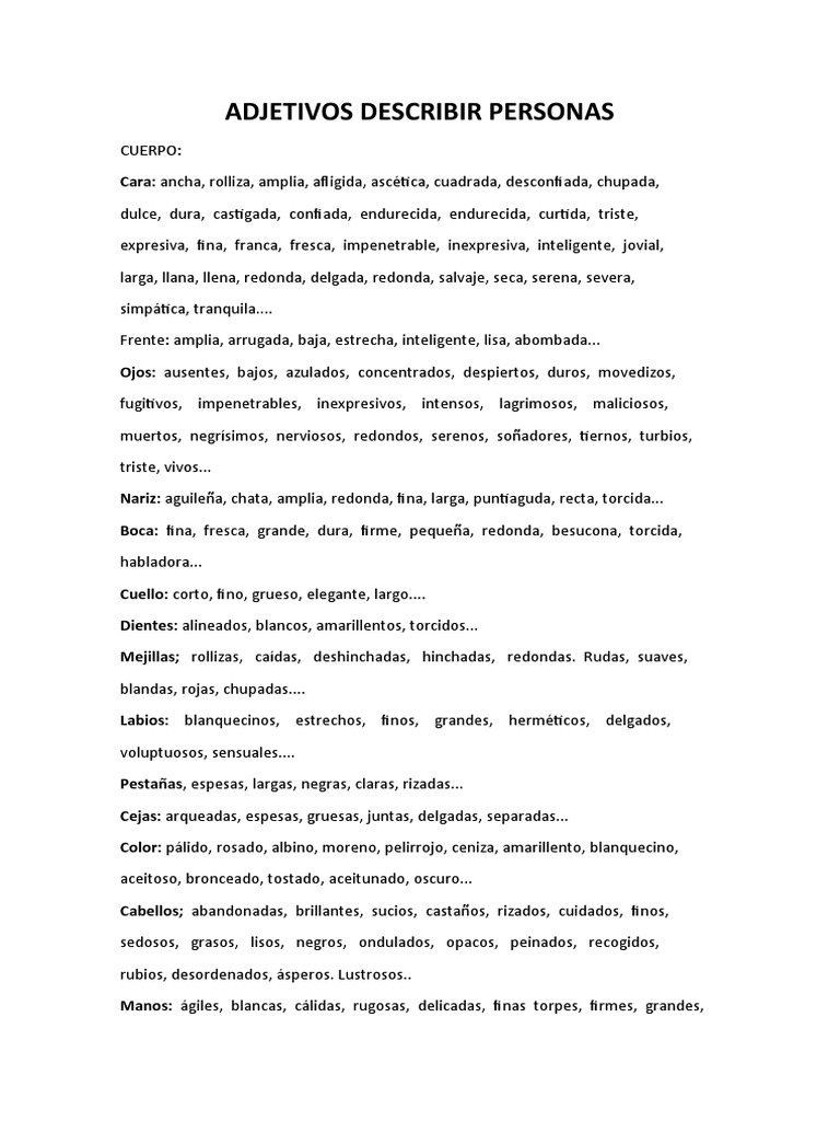 Adjetivos para Describir Personas | PDF