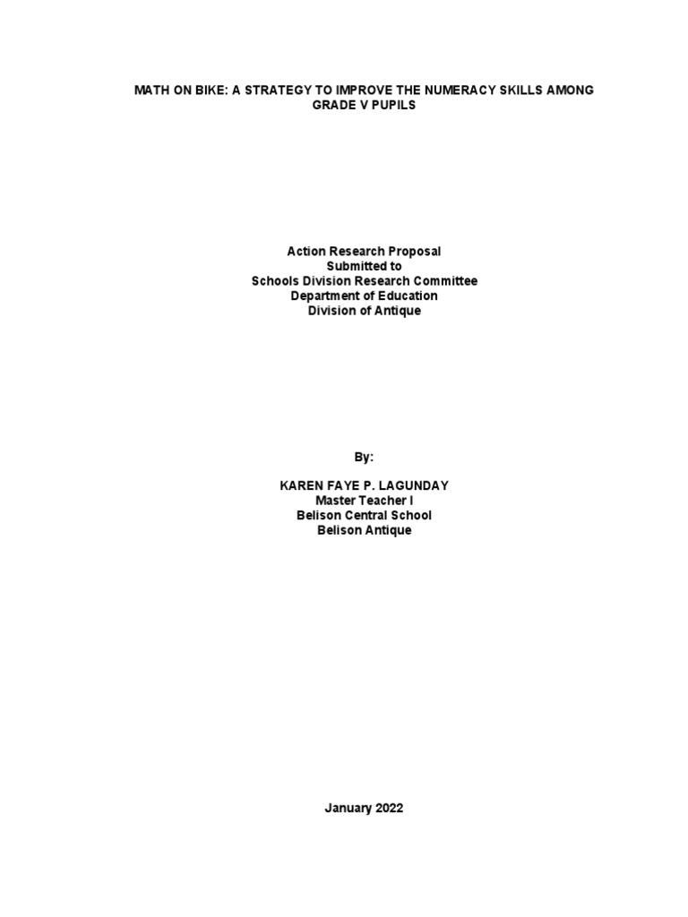 MATH ON BIKE Action Research Proposal | PDF | Statistics | Teachers