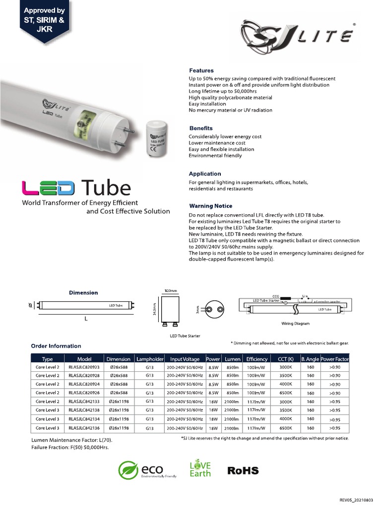 SJLite LED Tube Catalogue_Rev05[1] | PDF