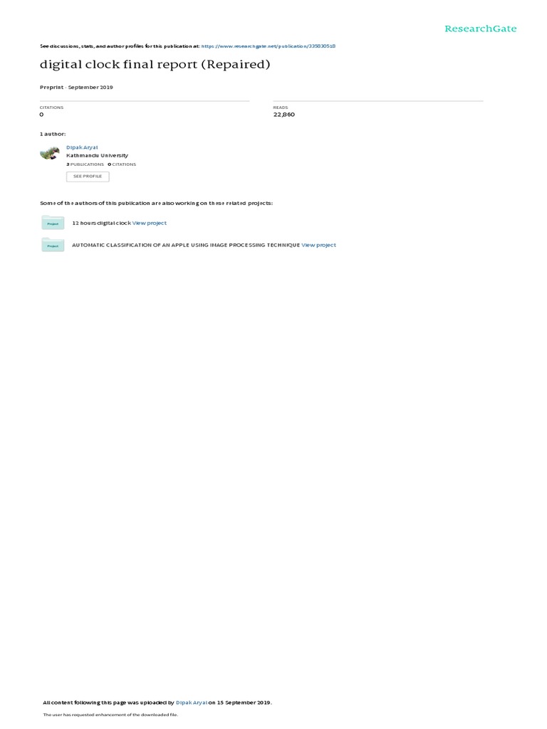 Digital Clock Final Presentation | PDF | Electronic Circuits | Clock