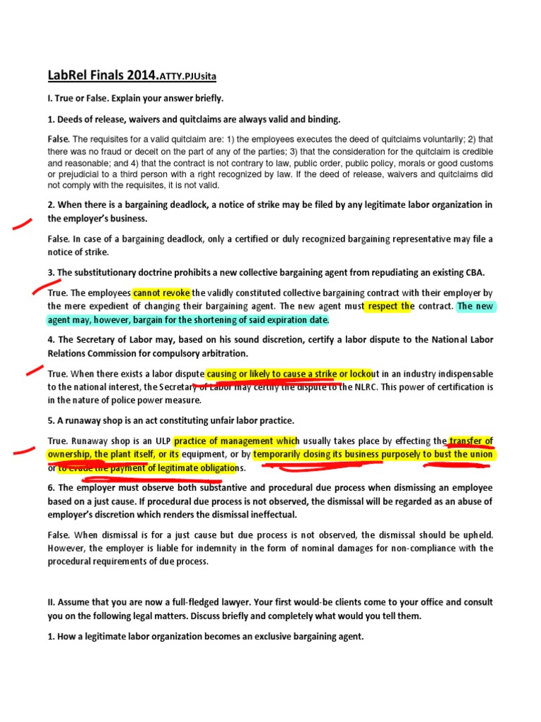 LABREL Usita FT Qs Compilation With Suggested Answers II | PDF | Strike ... LABREL Usita FT Qs Compilation With Suggested Answers II | PDF | Strike ...