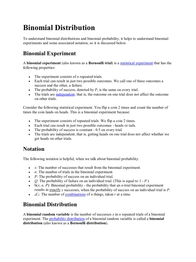 Binomial Distribution | PDF | Normal Distribution | Probability ...