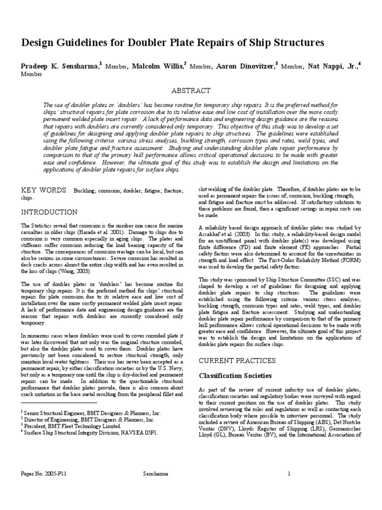 Design Guidelines For Doubler Plate Repairs of Ship Structures | PDF ...