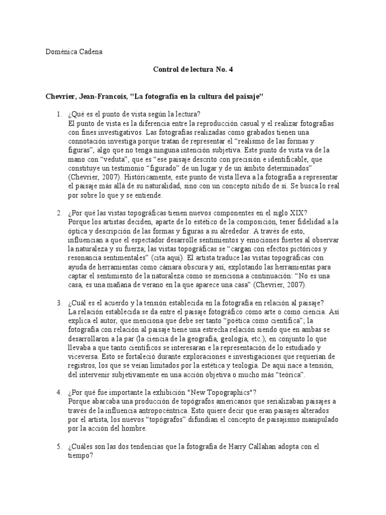 Cuarto Control de Lectura | PDF | Paisaje | Naturaleza