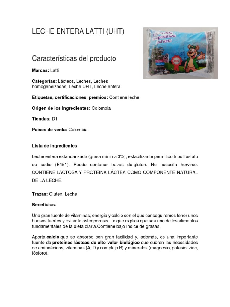 Leche Entera Latti | PDF
