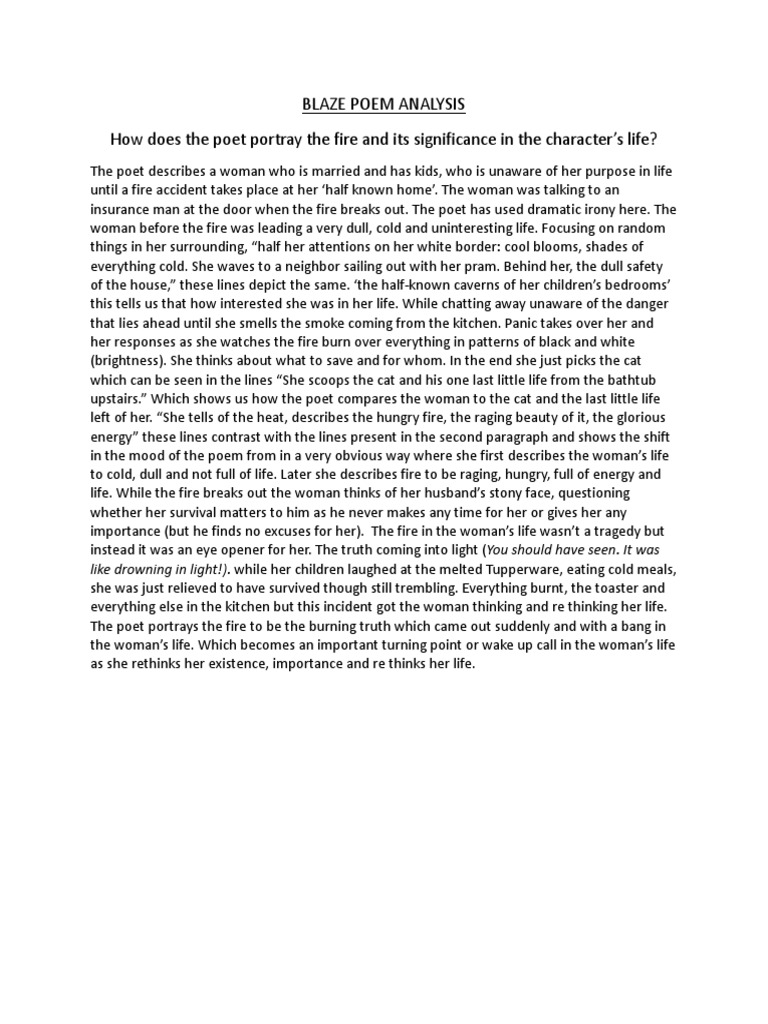 Blaze Poem Analysis | PDF