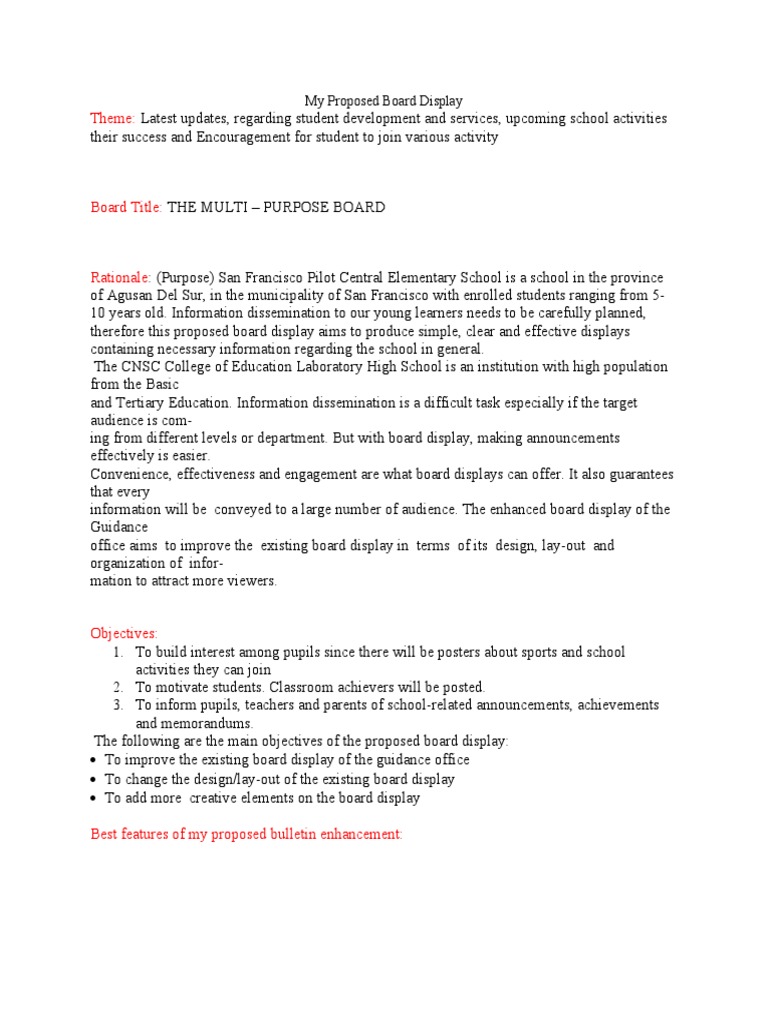 My Proposed Board Display | PDF | Page Layout | Innovation