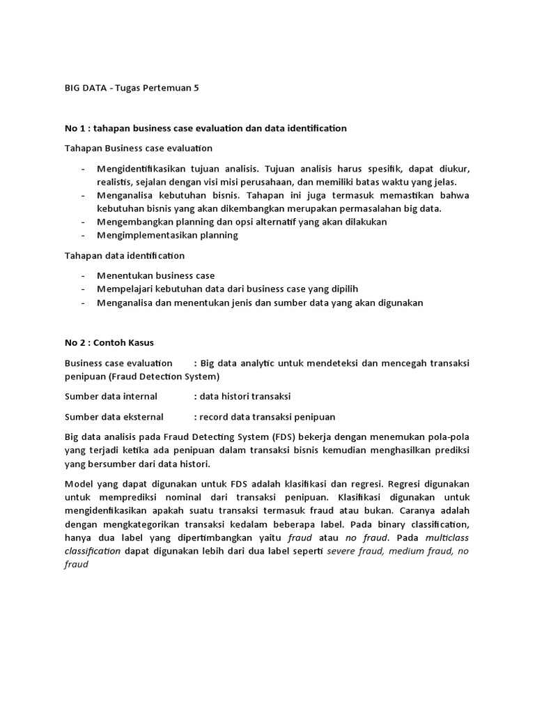 Tugas Big Data Business Case Evaluation and Identification | PDF