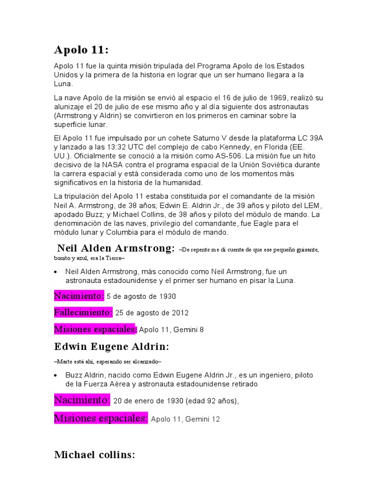 Apolo 11 | PDF | Apolo 11 | Programa Apolo
