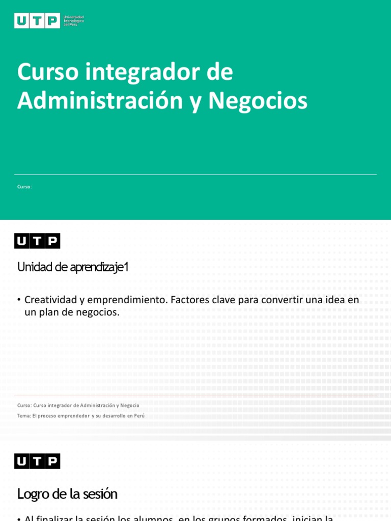 Semana 01 - PPT Sesión Presencial | PDF | Iniciativa empresarial | Business Semana 01 - PPT Sesión Presencial | PDF | Iniciativa empresarial | Business