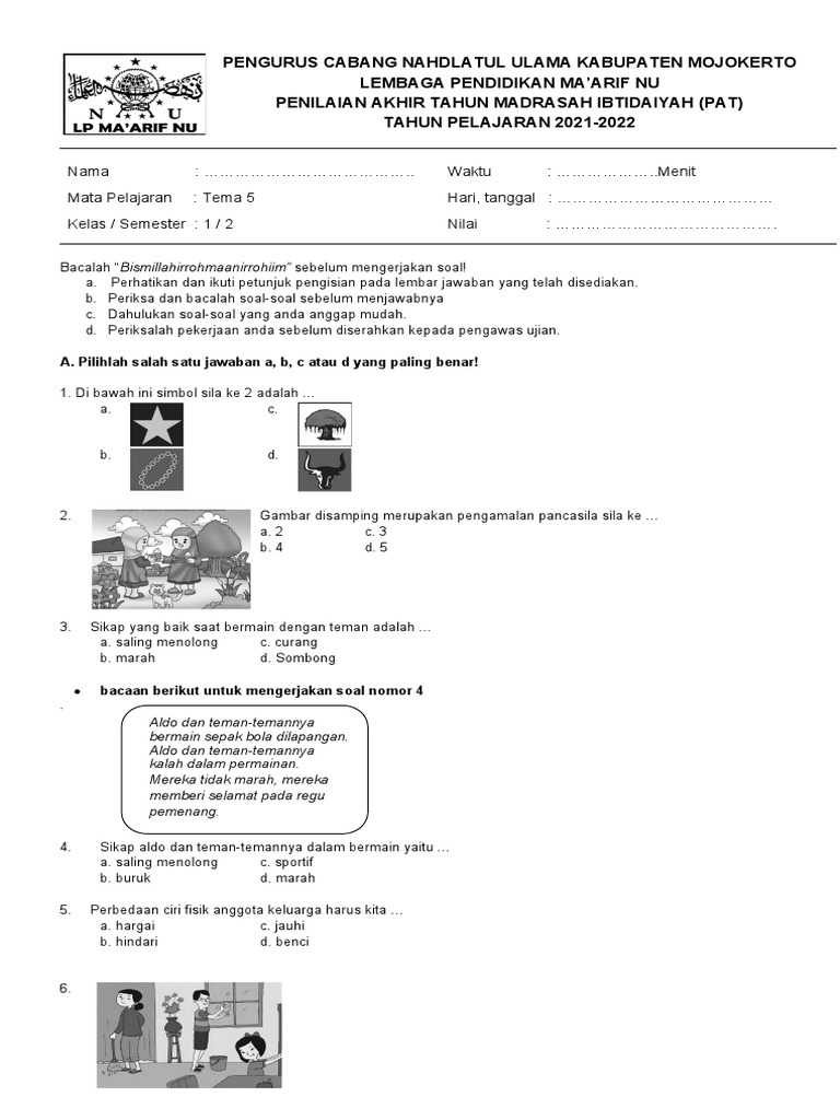 Soal Pat Kabupaten Fik | PDF