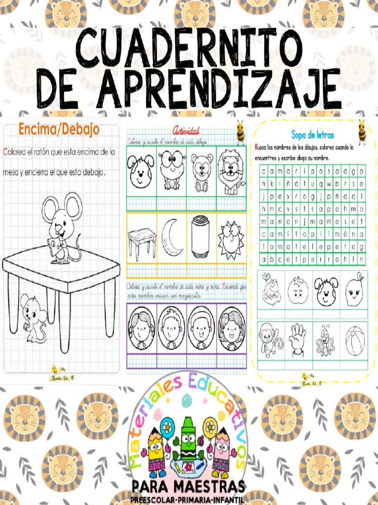 Cuaderno Con Aprendizajes para Preescolar Recopilado Por Materiales ...