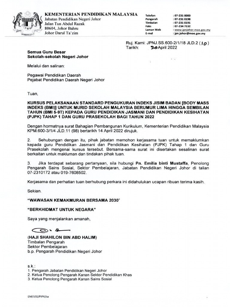 Kursus Pelaksanaan Standard Pengurusan Indeks Jisim Badan BMI PJPK | PDF