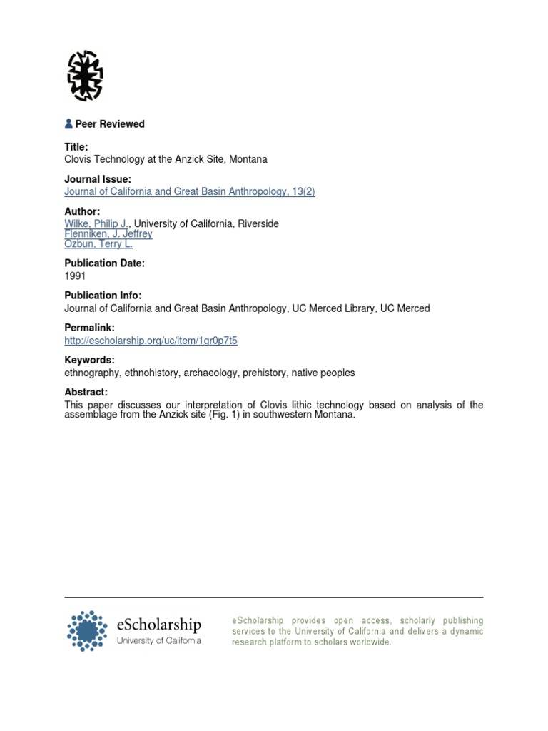 Clovis Technology at The Anzick Site | PDF | Stone Age | Tools