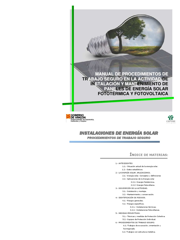 Manual de Procedimientos de Trabajo Seguro Plantas Solares | PDF ...