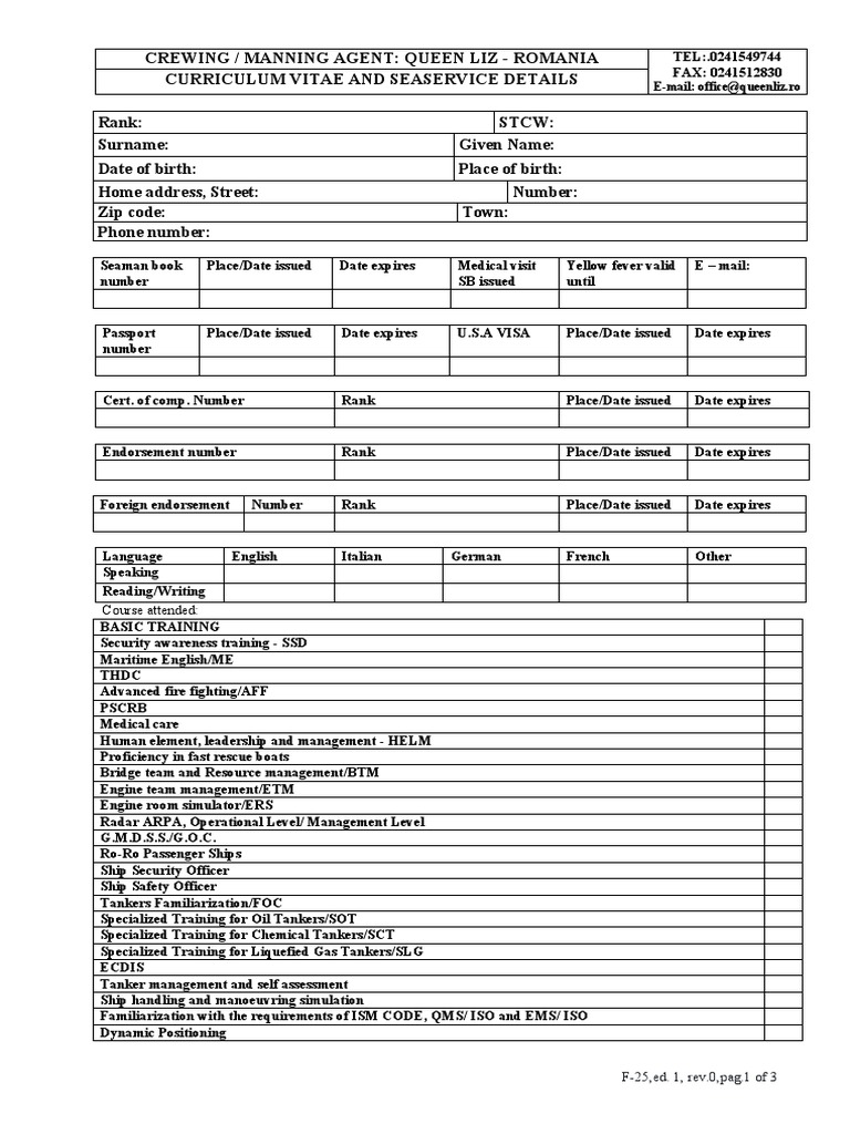 Seafarer Resume and Qualifications | PDF | Transport | Service Industries