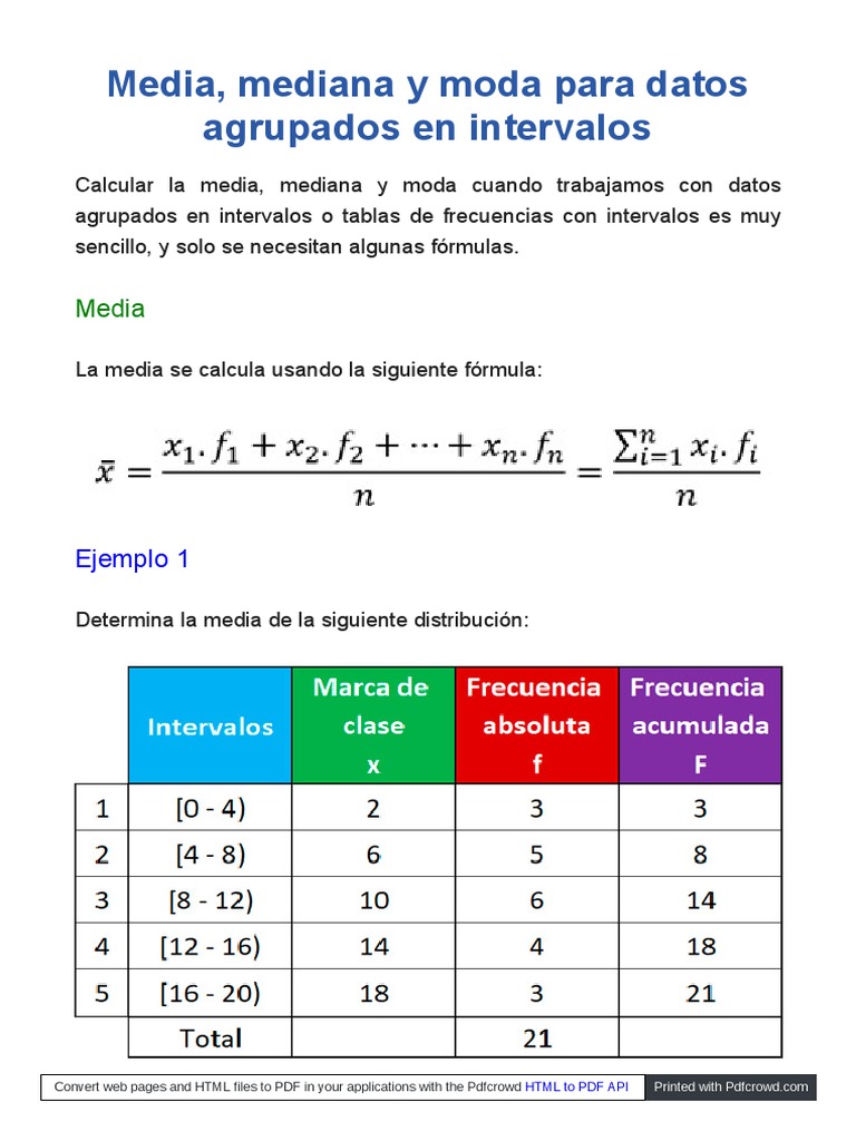 Matemovil Com Media Mediana y Moda para Datos Agrupados en I | PDF ...