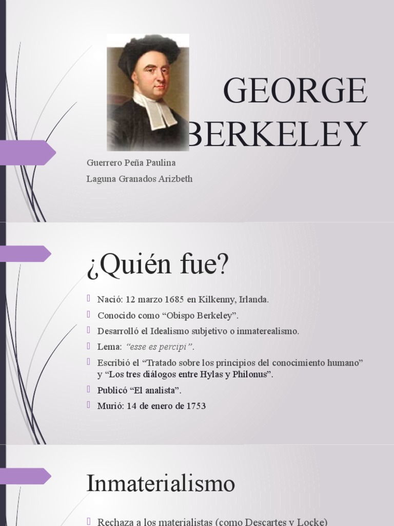 George Berkeley | PDF | Teorías metafísicas | Interacciones de ...
