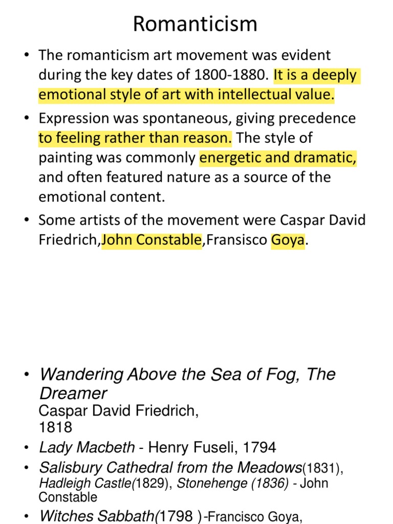 Art Movements Romanticism | PDF | Art | History