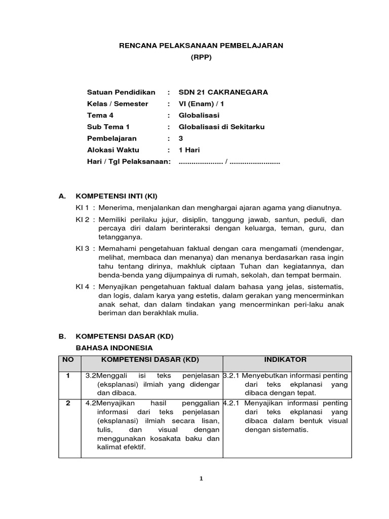 RPP Kelas 6 (Penilaian Ke2) | PDF | Karier & Perkembangan