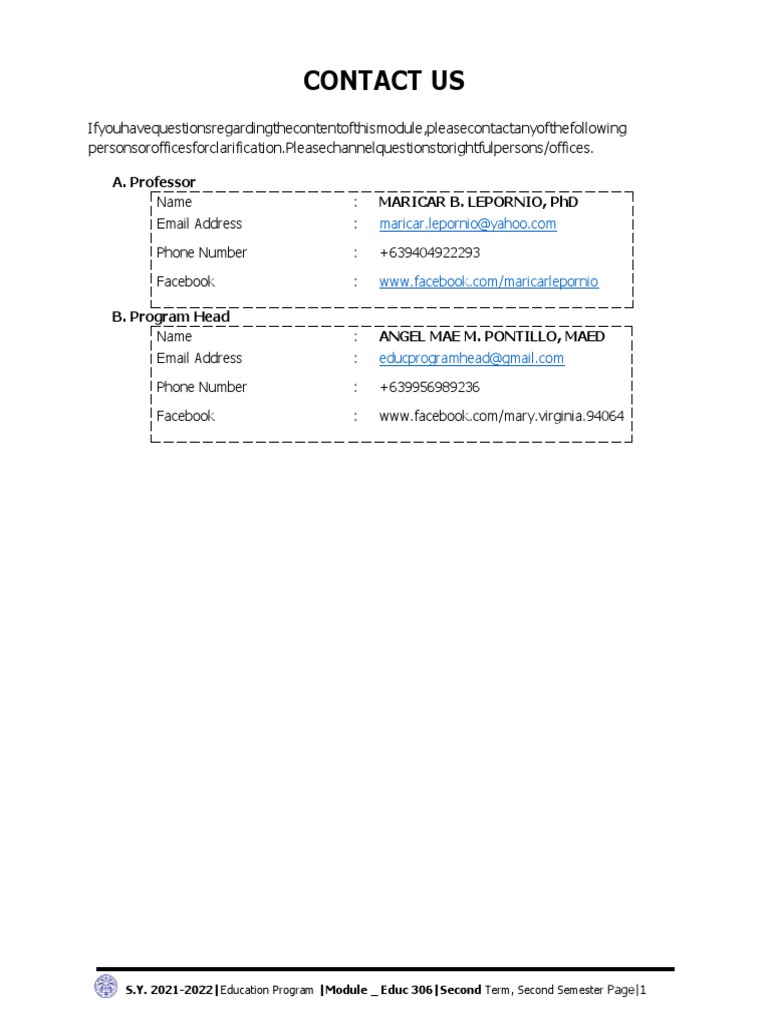 Finals Module Educ 306 | PDF | Curriculum | Teachers