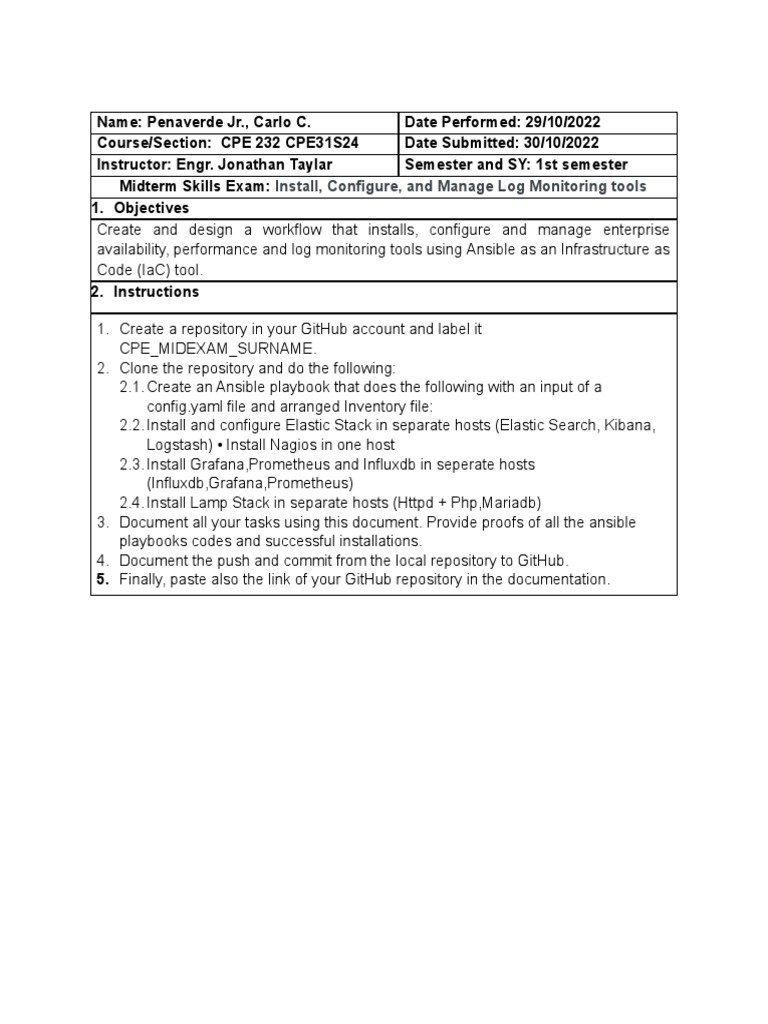 Midterm Skills Exam - CPE 232 | PDF | Operating System | Software Midterm Skills Exam - CPE 232 | PDF | Operating System | Software