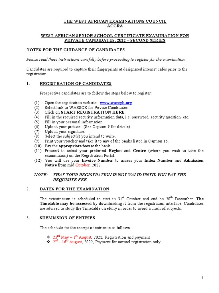 Wassce Manual 1 | PDF