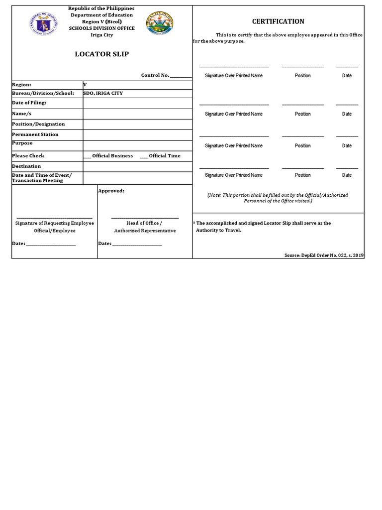 Locator Slip New | PDF
