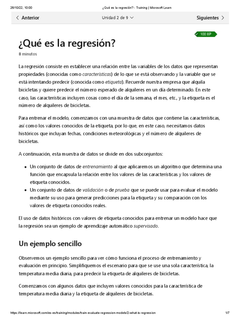 2 ¿Qué Es La Regresión - Training - Microsoft Learn | PDF | Análisis de ... 2 ¿Qué Es La Regresión - Training - Microsoft Learn | PDF | Análisis de ...