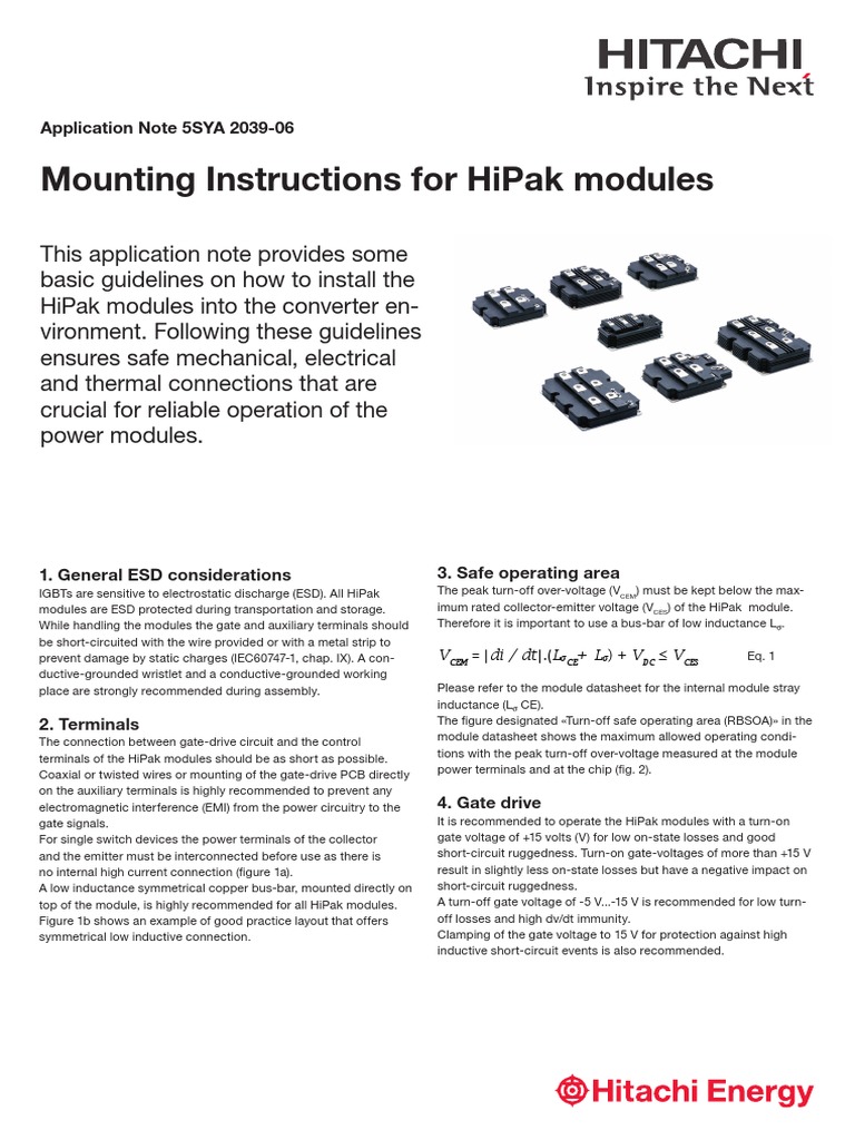 HiPak Module Mounting Instructions | PDF | Screw | Electrostatic Discharge