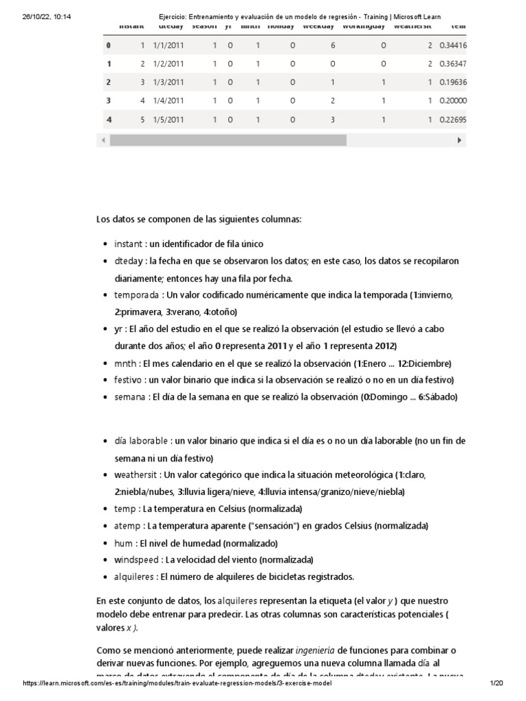 3 Ejercicio Entrenamiento Y Evaluación De Un Modelo De Regresión Training Microsoft Learn 1138