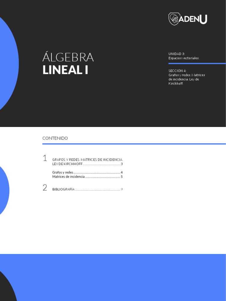 Libro - 4 - U3 - Grafos y Redes. Matrices de Incidencia. Ley de ...
