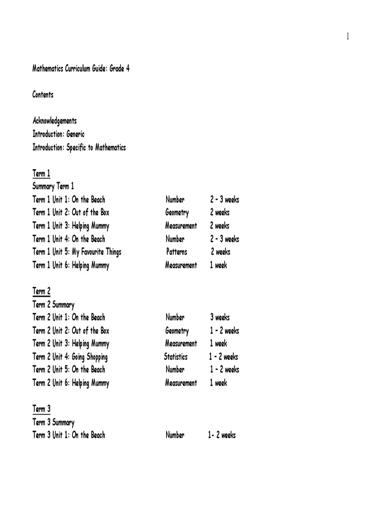 Mathematics Curriculum Guide Grade 4 | PDF | Shape | Mathematics