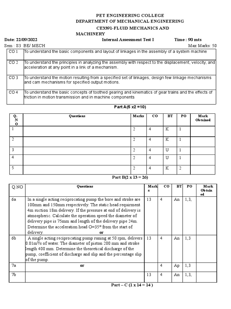Pet Engineering College Department of Mechanical Engineering | PDF ...
