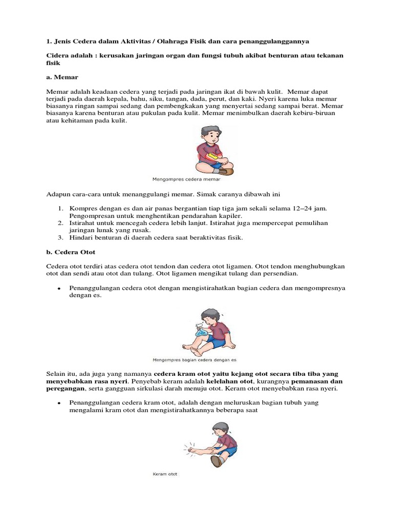 Pjok Kelas 4 Jenis Cidera Dan Cara Penanggulangannya | PDF